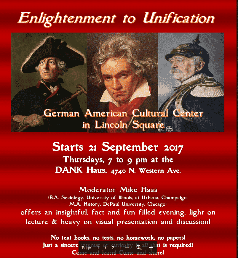 "German History: Enlightenment to Unification" Course at the DANK Haus ...