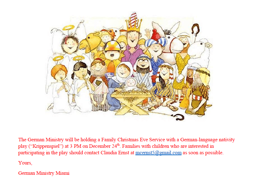 FL: German Christmas Eve Service with Nativity Play Dec. 24 - German World